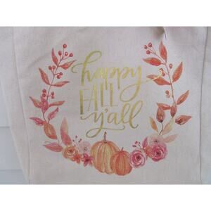 Eccolo | Bags | Eccolo Canvas Pom Pom Tote Leather Straps Happy Fall ...